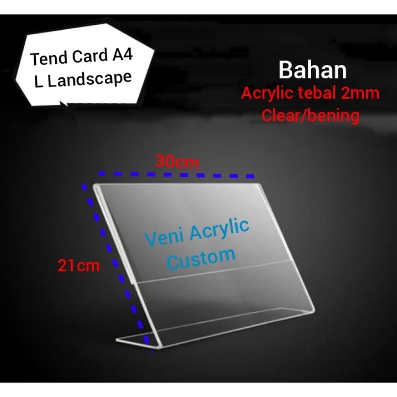 Jual Stand Card Acrylic A4 tipe L landscape / setanding brosur / tend ...