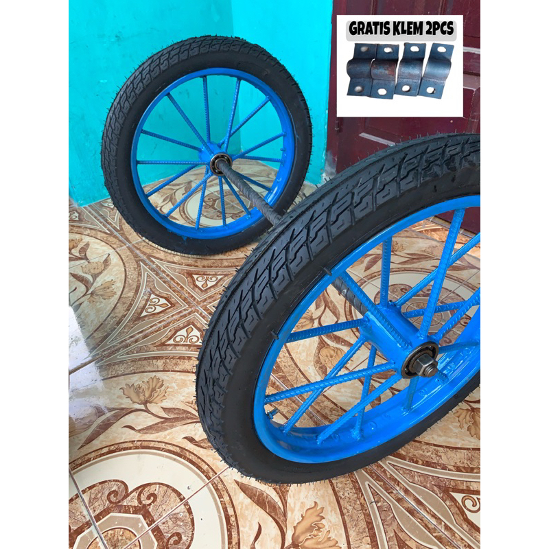 Jual Roda Gerobak Ban baru Ring 17 Satu Pasang Dan As [bonus penjepit ...