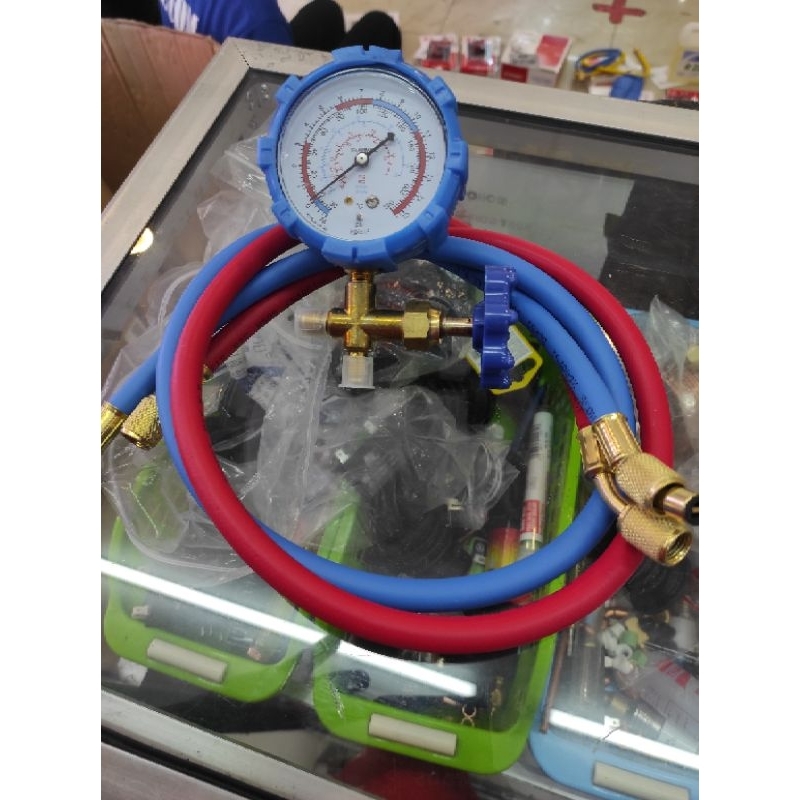 Jual Testing Manifold single R22 R134a non sighlas + selang R22 ac ...