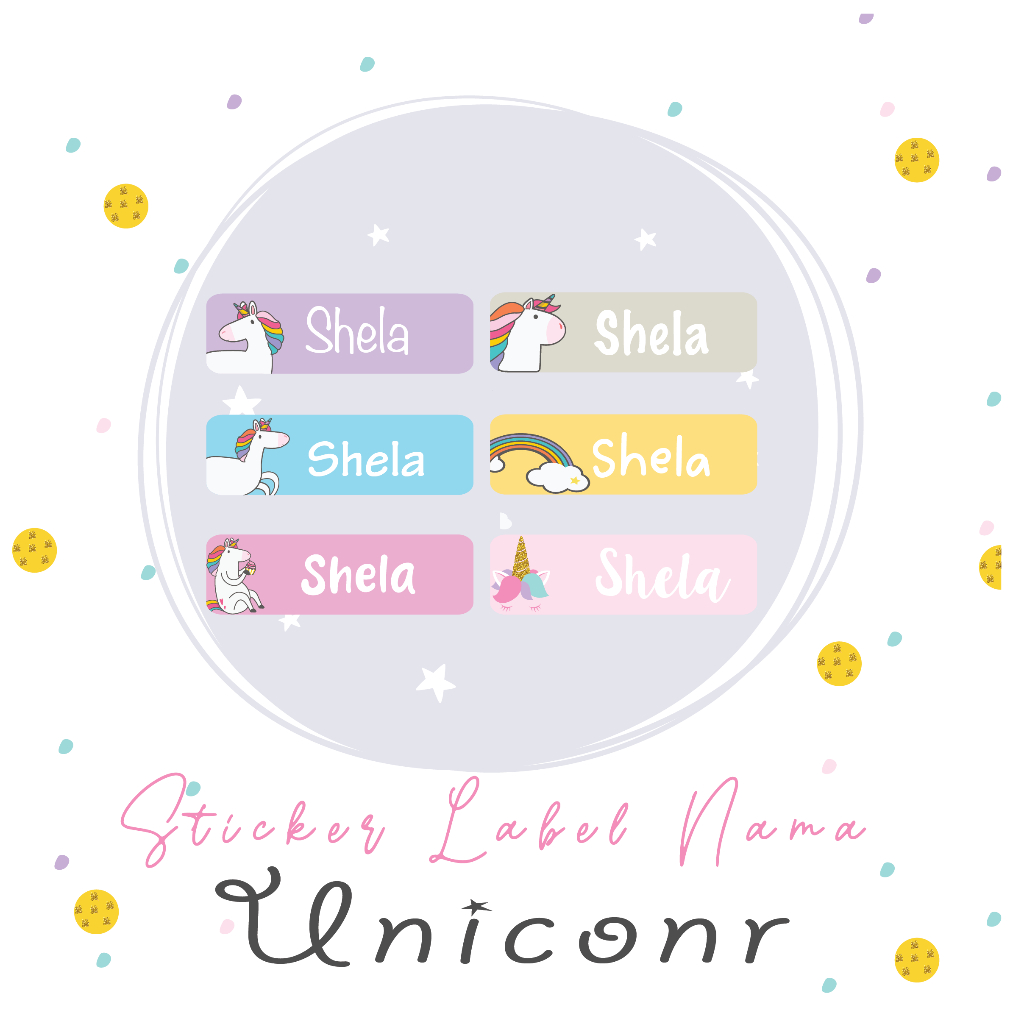 Jual Sticker Label Nama Uniconr | Stiker Label Nama Anak Custom ...