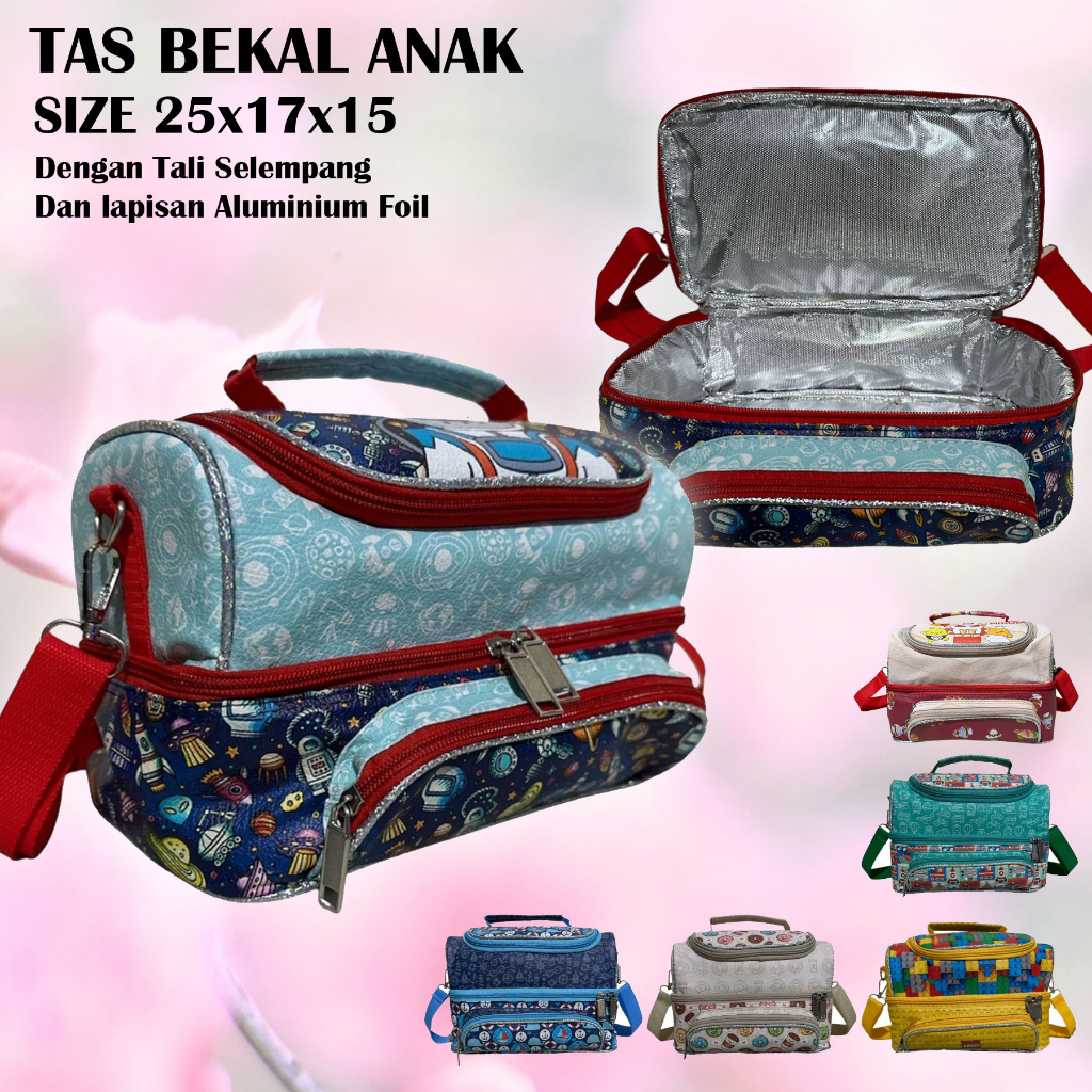 Jual Tas Bekal 2 Susun Tingkat Untuk Anak Sekolah - Lunch Bag Selempang ...