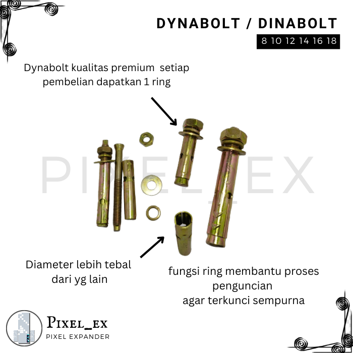 Jual Dinabolt Dynabolt M16 16x80 s/d 16x150 Expander | Shopee Indonesia