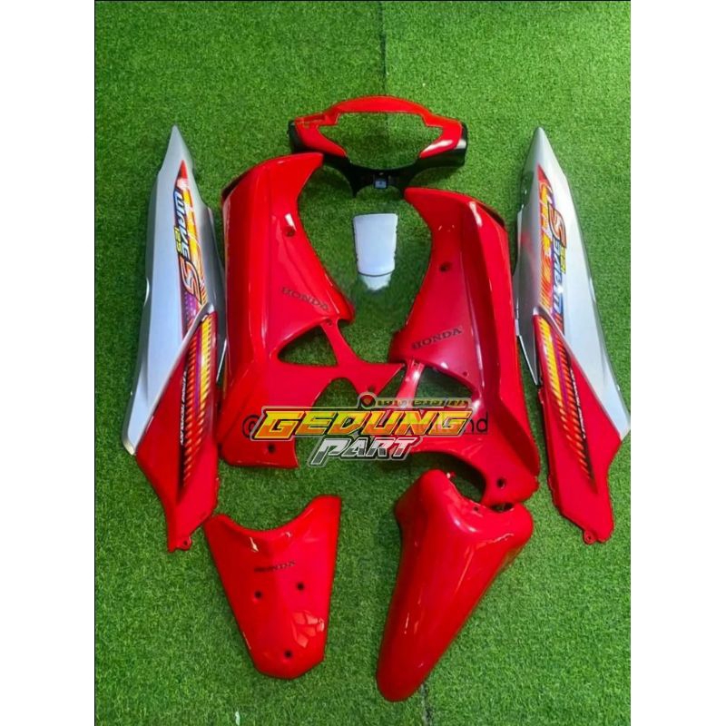 Jual Cover Body Supra X 125 Merah Silver Wave Full Set Halus Honda ...