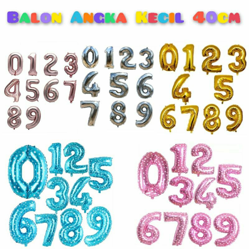 Jual Balon Foil Angka 40cm Gold Silver Rosegold Biru Pink | Shopee ...