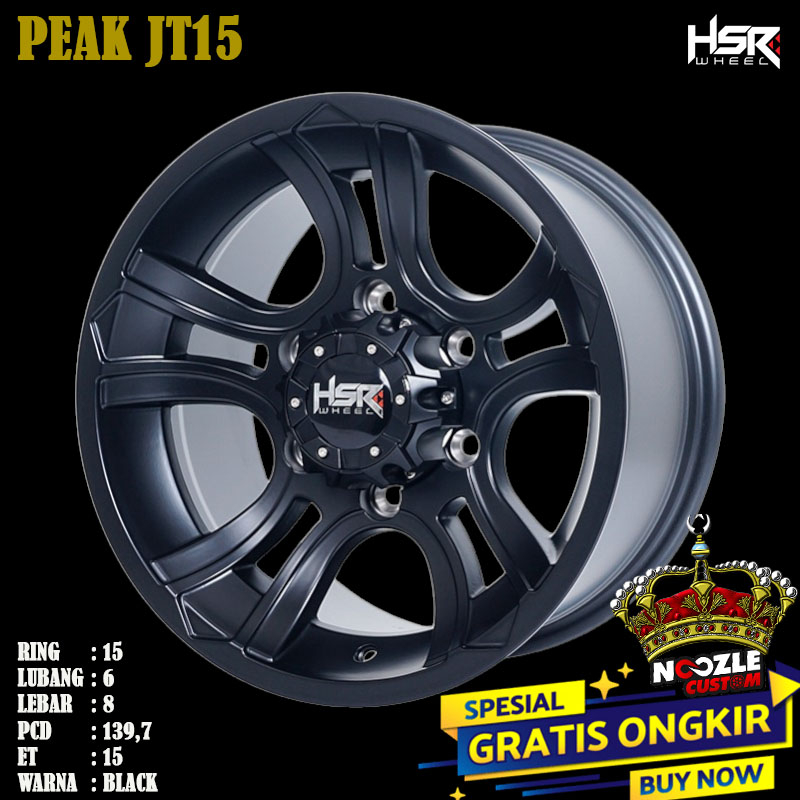 Jual Velg Mobil Jimny Katana r15 Lubang 6 Pelek Offroad Black HSR ...
