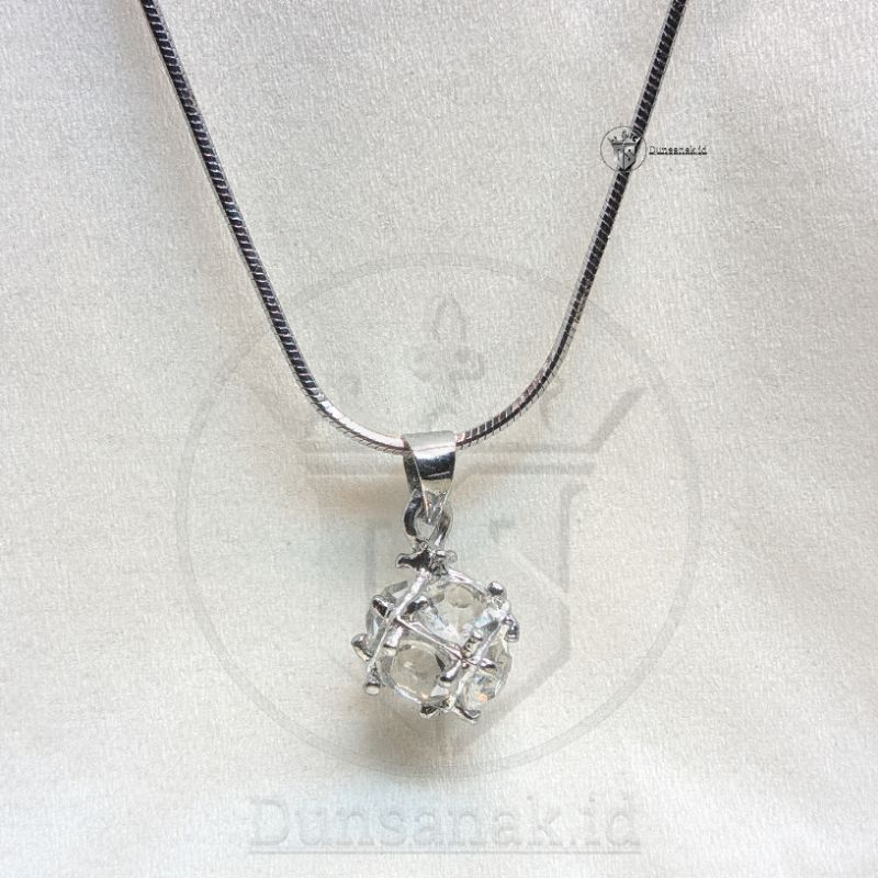 Jual Kalung Liontin Wanita Silver Anti Karat Model Permata Bulat ...