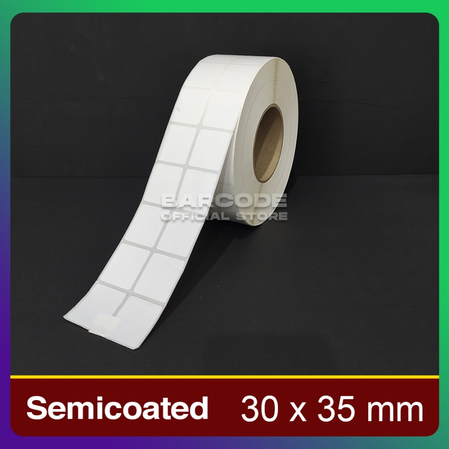 Jual Label Printer Barcode Semicoat 30x35 30x35mm 2 Line Isi 8000 Core Besar | Shopee Indonesia