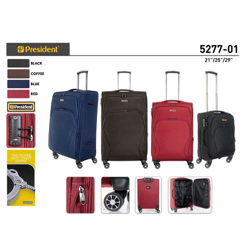 Jual KOPER PRESIDENT KAIN SOFTCASE NYLON KOPER CABIN KOPER BAGASI KUNCI ...