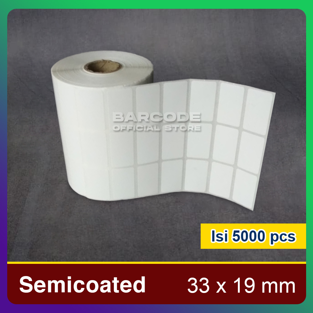 Jual Kertas Sticker Label Printer Barcode 33 x 19 mm 3 Line Semicoat ...