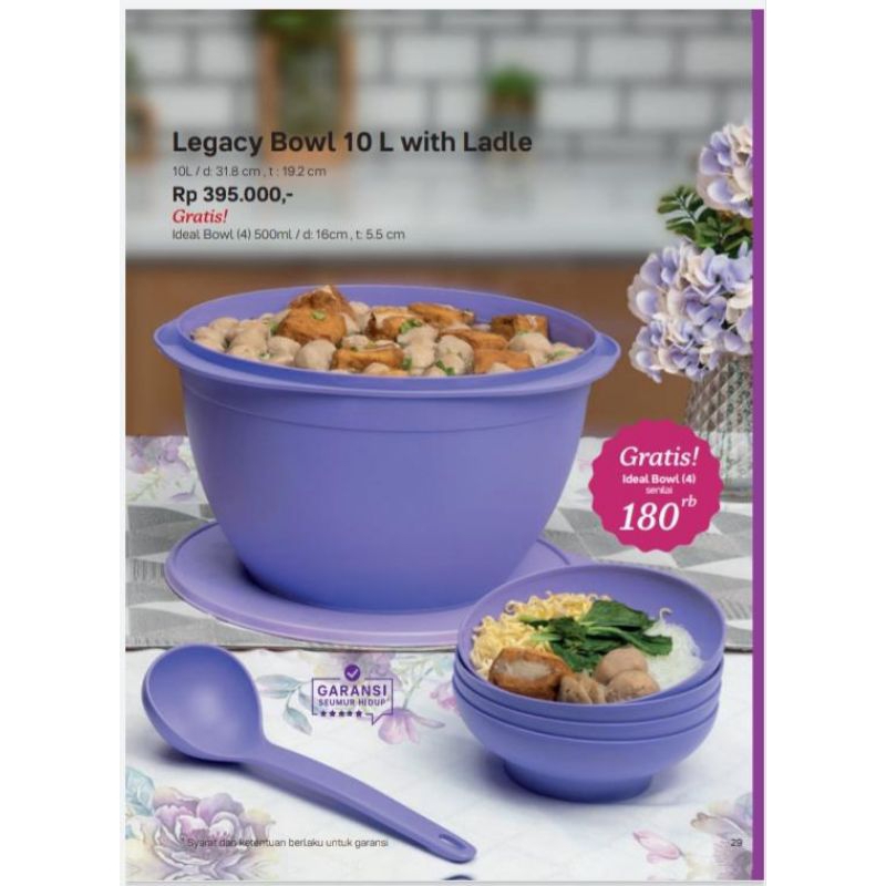 Jual Legacy bowl 10L free 4 bowl (wadah es buah, wadah bakso, salad ...
