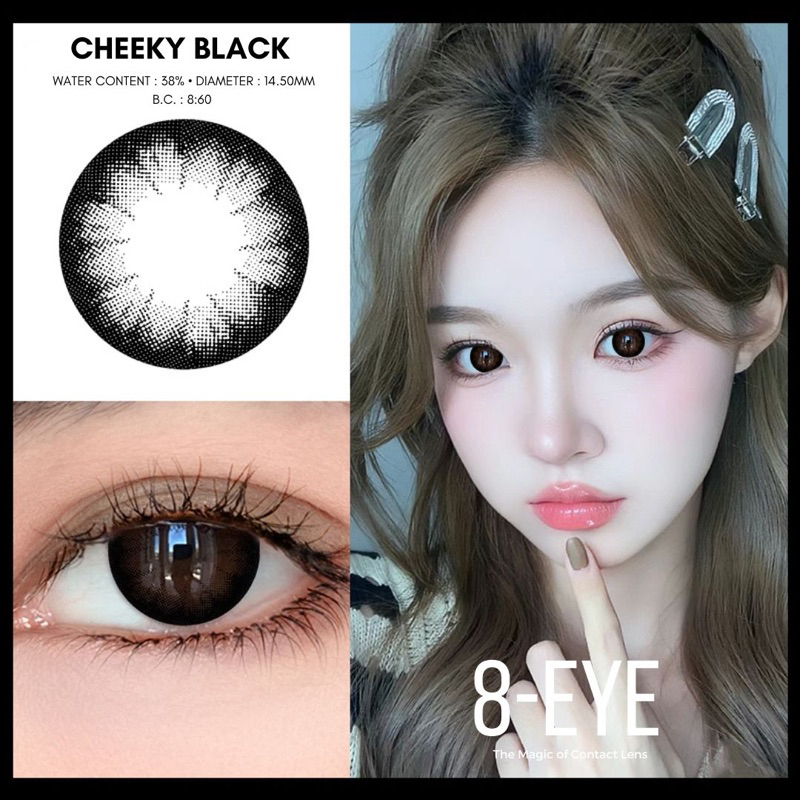 Jual {gratis ongkir} 8-EYE Softlens Hitam CHEEKY BLACK diameter 14.50mm ...