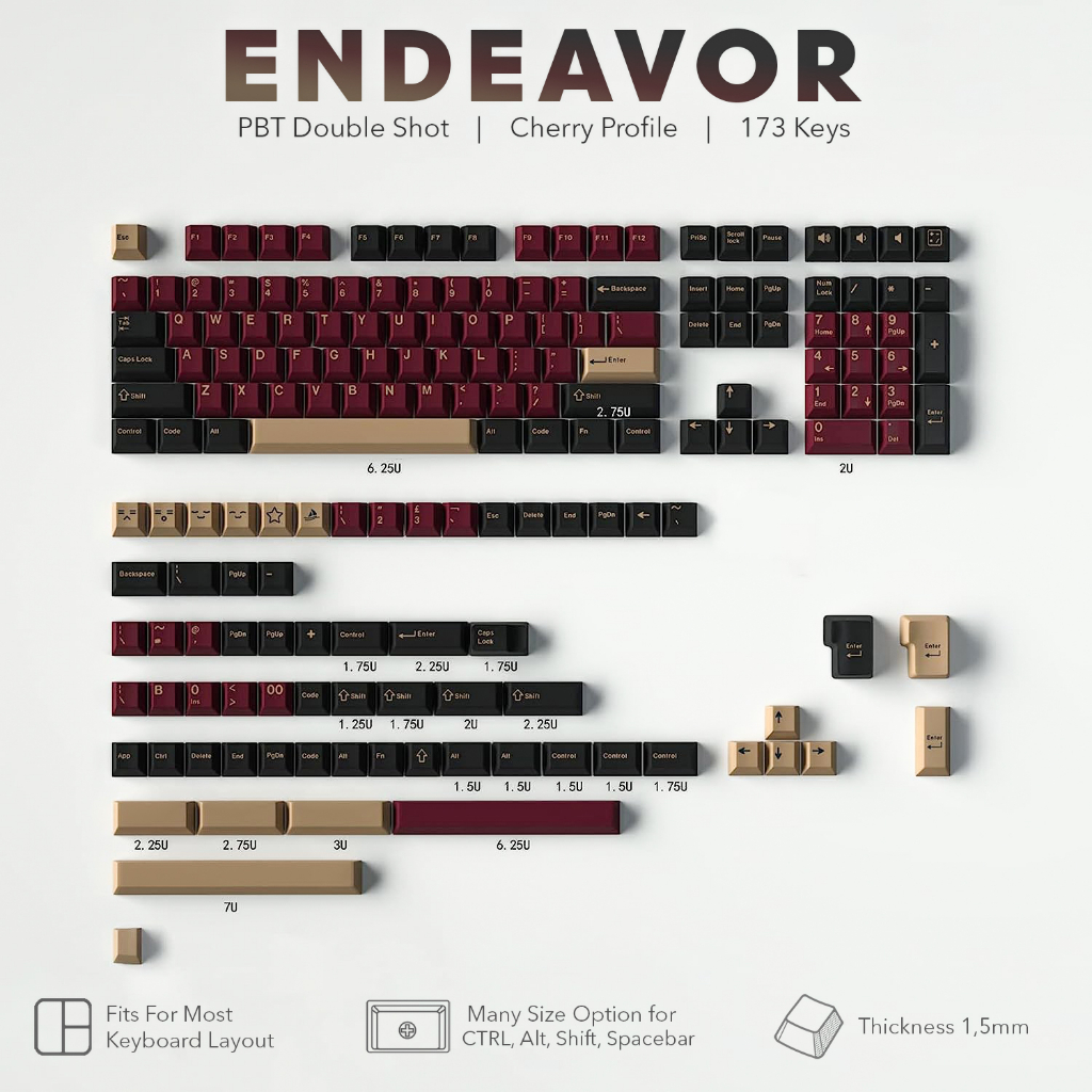 Jual MYNK Endeavor PBT Doubleshot Cherry Profile Keycaps Set | Shopee ...