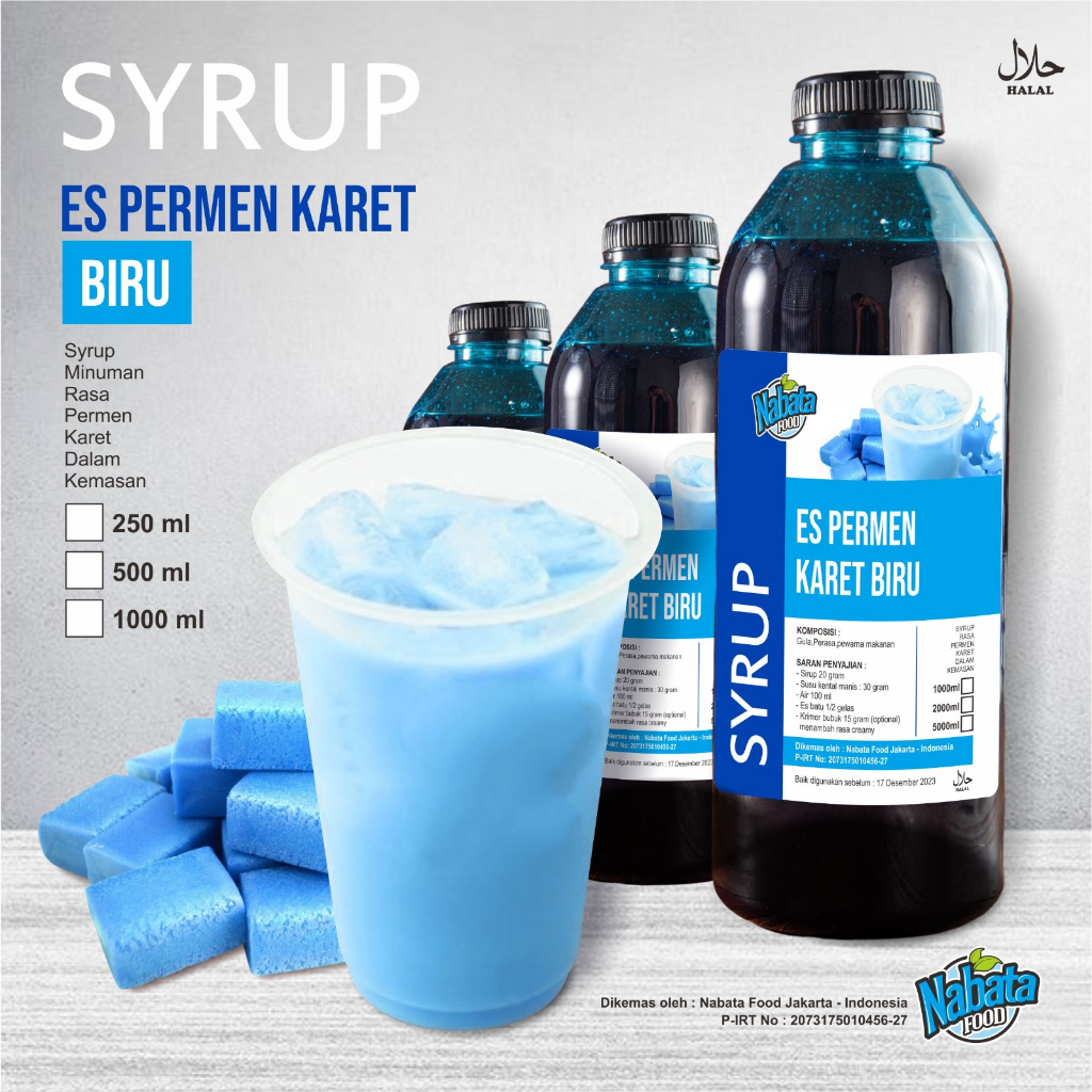 Jual Sirup Rasa Permen Karet Biru 500 ml | Bubblegum Blue Syrup Literan ...