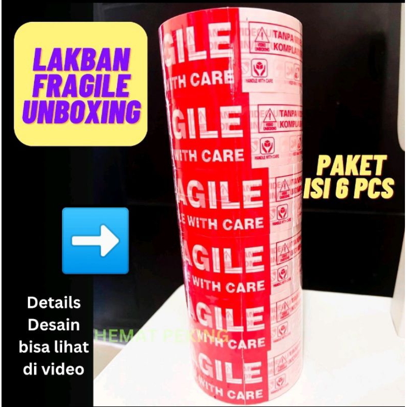 Jual Lakban Fragile Unboxing Merah Putih isi 6 pcs (1 slop) | Shopee ...