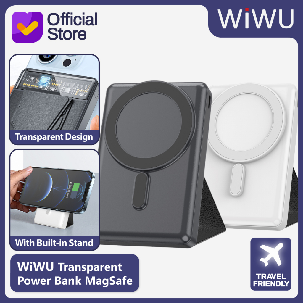 Jual MagSafe Power Bank WiWU Transparan Stand 10000mAh iPhone Magnetic ...