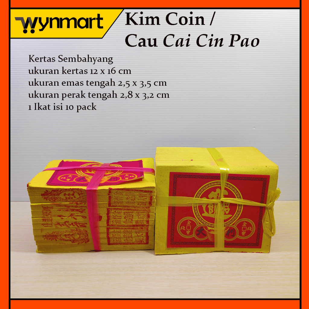 Jual Kertas Sembahyang Kim Coin / Cau Cai Cin Pao Emas/ Perak r ...