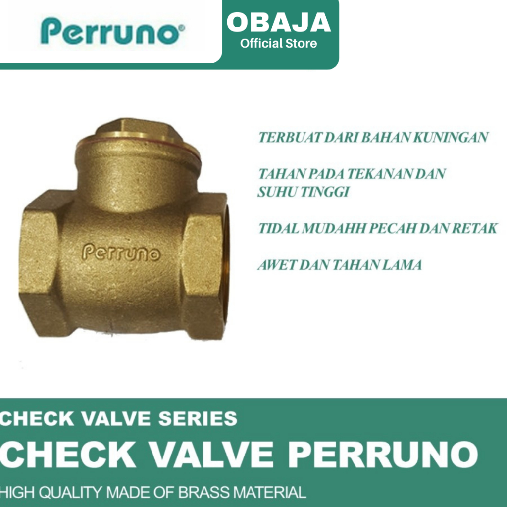 Jual Perruno Check Valve 1/2" Perruno/Stop Kran Kuningan Perruno/Check Valve Brass Perruno ...