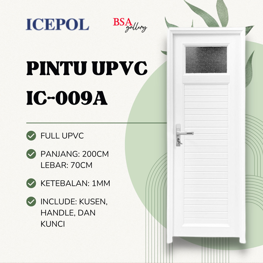 Jual PINTU UPVC ICEPOL 200X70 / PINTU UPVC KAMAR MANDI KACA ATAS ...