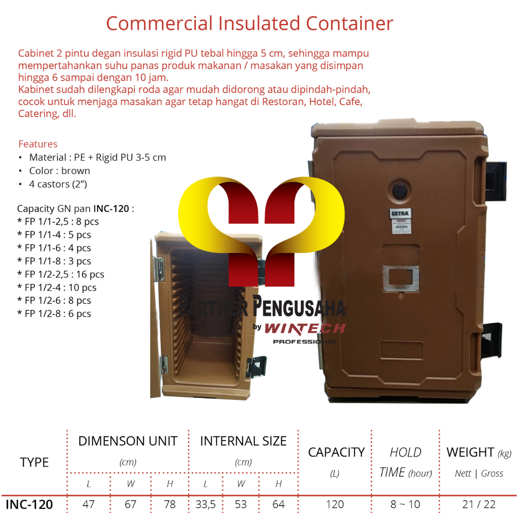 Jual GETRA INC-120 kabinet Insulated Container Thermos Termos Makanan ...