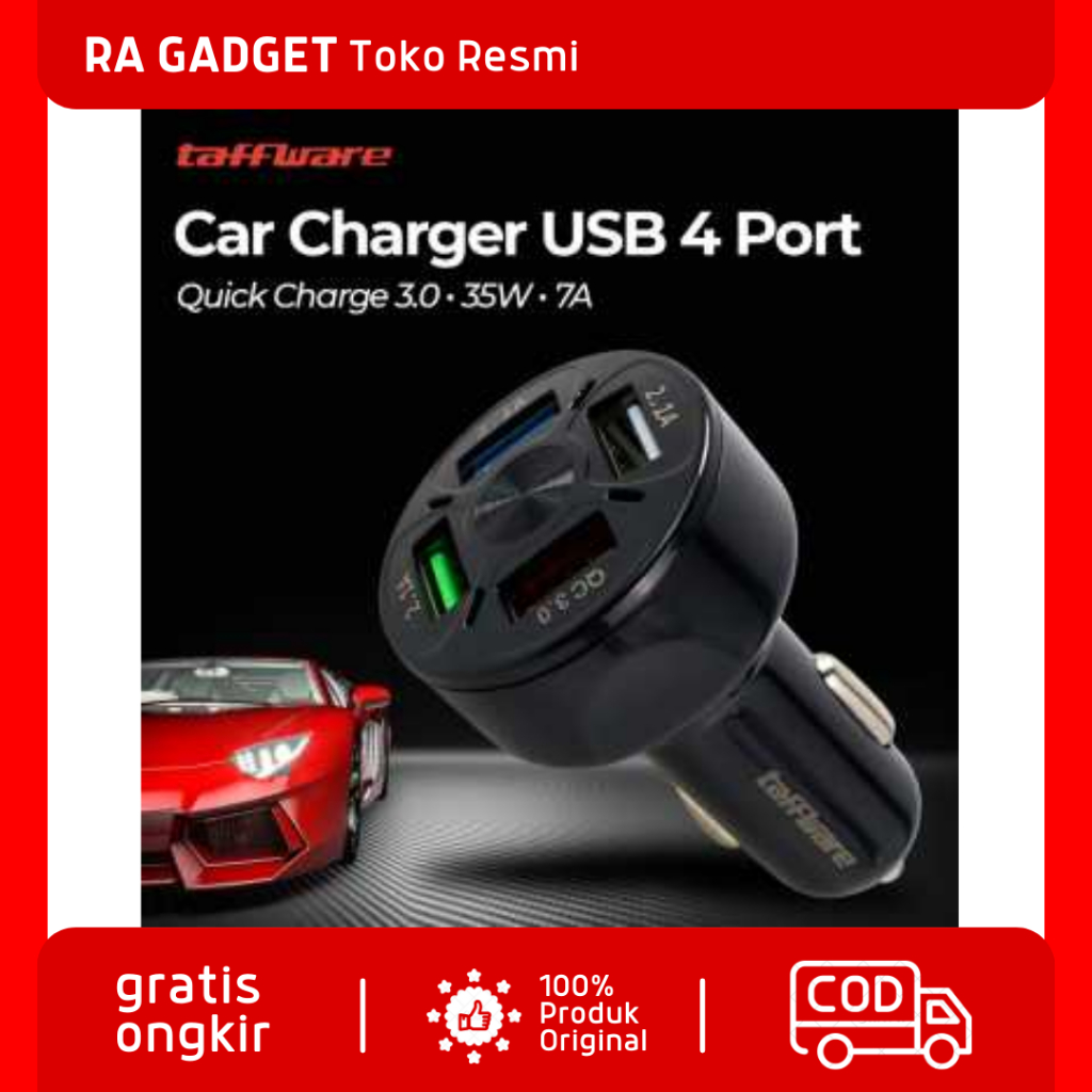 Jual Car Charger Mobil USB 4 Port QC3.0 35W 7A / Adaptor Adapter Cas ...