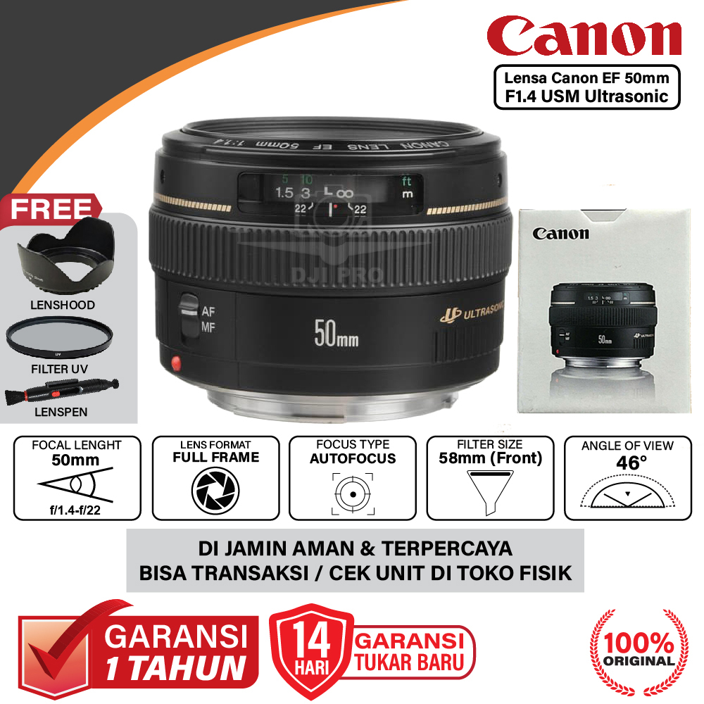 Jual Canon EF 50mm f1.4 USM Ultrasonic Motor Lens / Lensa Canon EF 50 mm f/1.4 USM Original ...