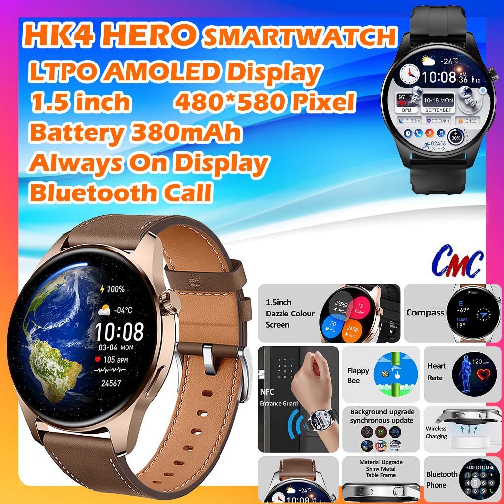Jual HK4 Hero Smartwatch AMOLED LTPO 1.5inch Always On Display Watch Pria | Shopee Indonesia