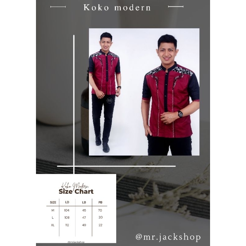 Jual Baju koko pria kombinasi modern | Baju koko muslim modern ...