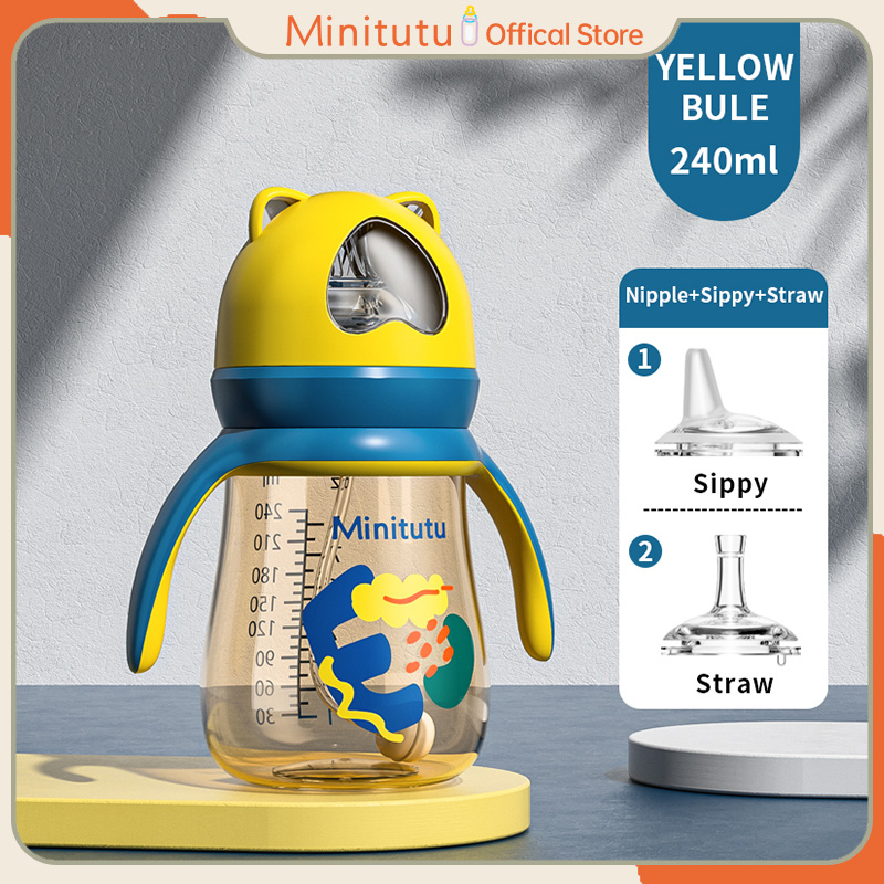 Jual Minitutu 3 IN 1 Sets Botol Susu PP Leher Lebar (WIDE NECK) Three Uses Dot Sippy Straw ...