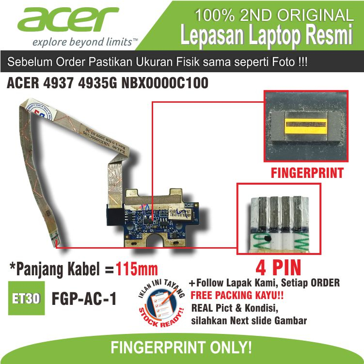 Jual ET30 FGP-AC-1 Fingerprint Reader SENSOR Board With Cable LAPTOP ...