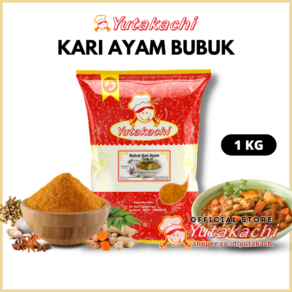 Jual Bumbu Kari Ayam Bubuk 1kg Yutakachi / Indian Chicken Curry Powder ...