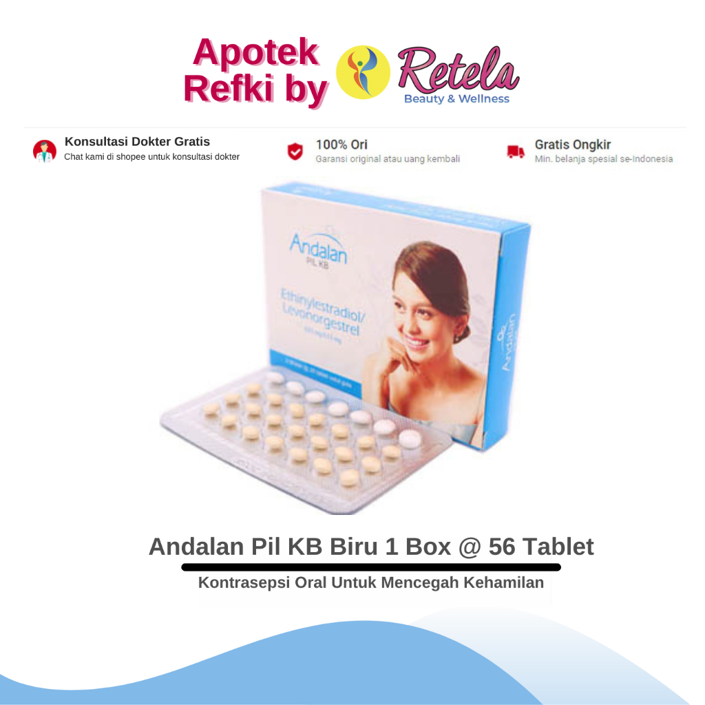 Jual Andalan Pil KB Biru 1 Box @ 56 Tablet / Kontrasepsi Oral Untuk ...
