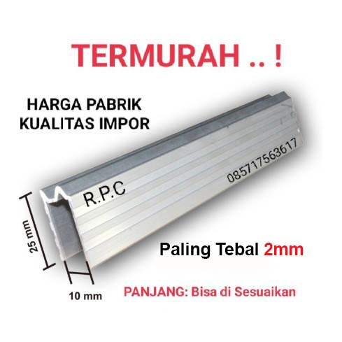 Jual LIST Alumunium M/U "TEBAL" Lis Alumunium U 100cm Alumunium LIST ...
