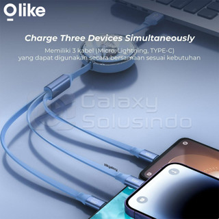 Jual OLIKE D104 66W 3in1 USB Micro Type-C Lightning Fast Charging Cable ...