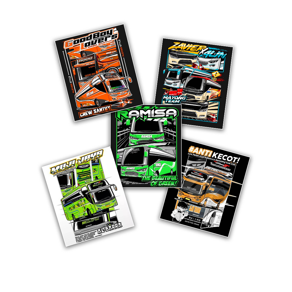 Jual stiker bus mania sticker bis telolet isi 5 pcs bahan graftac ...