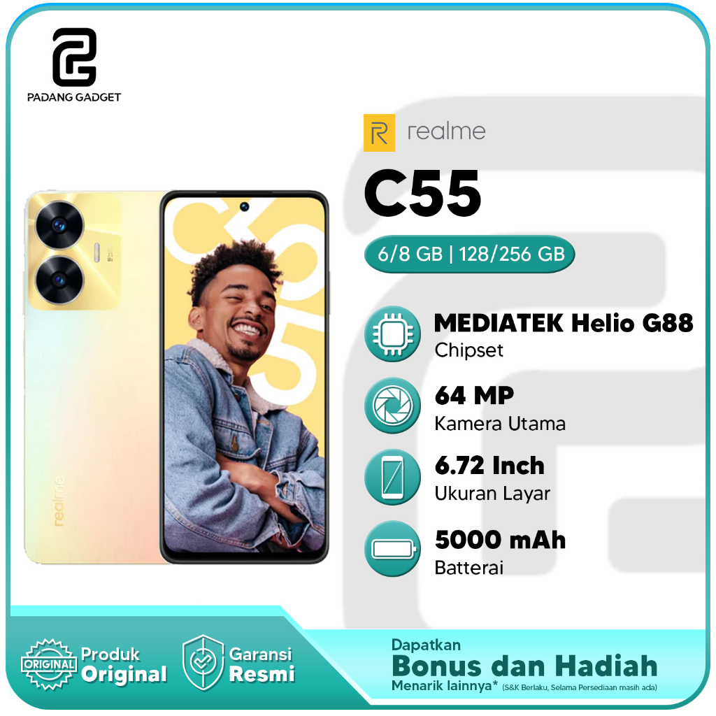 Jual Realme C55 NFC 6/128 & 8/256 GB HP Smartphone Android Garansi ...