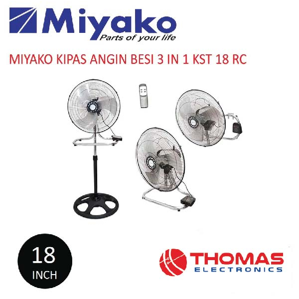 Jual MIYAKO KST 18 RC KIPAS ANGIN BESI 3 IN 1 REMOTE FAN FLOOR & STAND ...