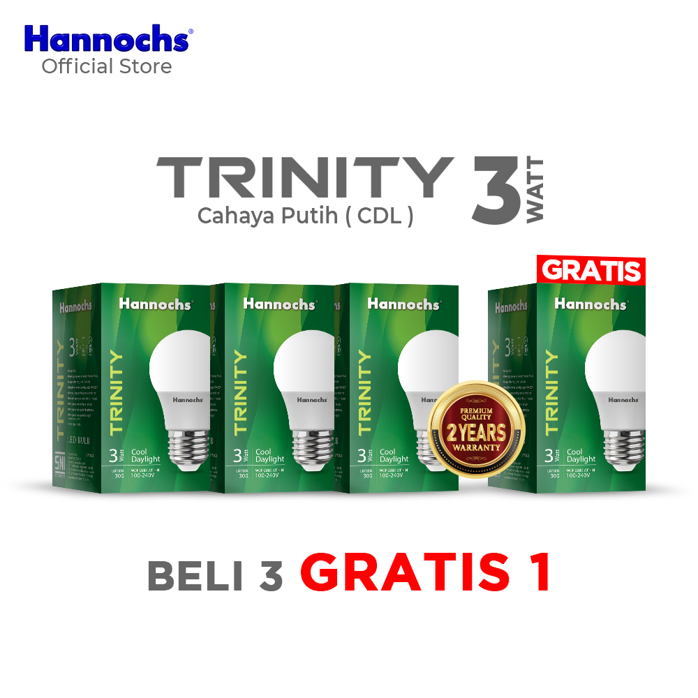 Jual Hannochs Lampu Bohlam LED Trinity 3W isi 4pcs Multipack Cahaya ...
