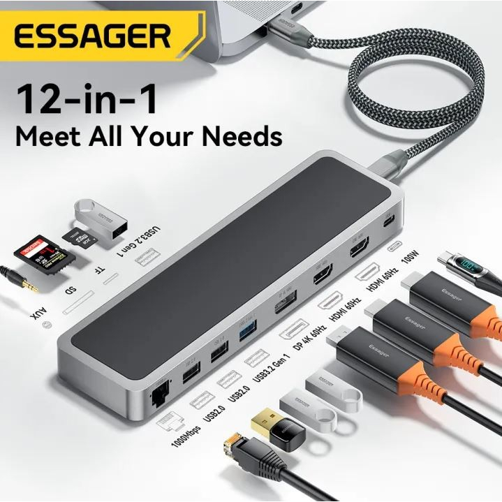 Jual Essager Usb Type C Hub 12 In 1 4k 60hz Docking Station Macbook Air