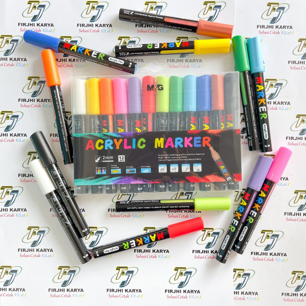 Jual Spidol Acrylic Marker Set 5 dan 12 Warna - M&G | Shopee Indonesia