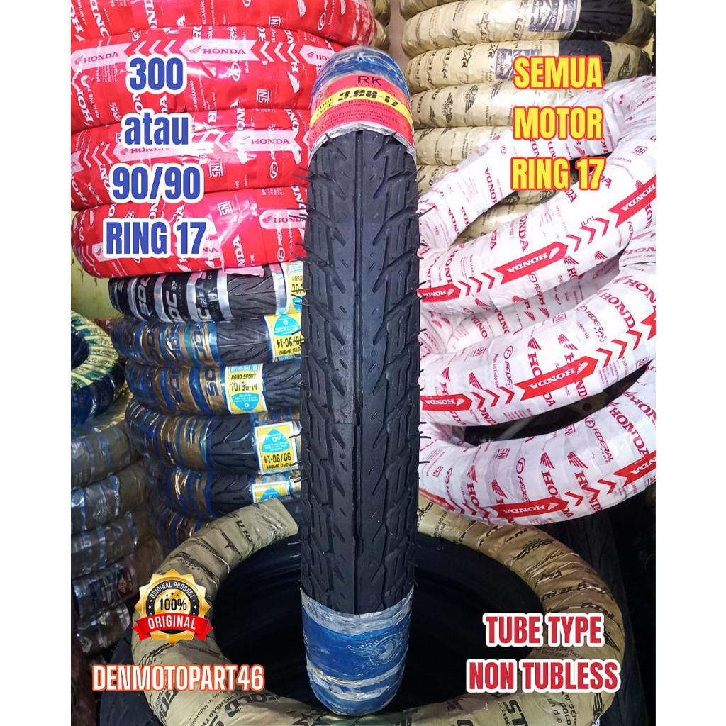 Jual BAN LUAR MOTOR 300 atau 90/90 RING 17 TUBE TYPE / NON TUBLES ...