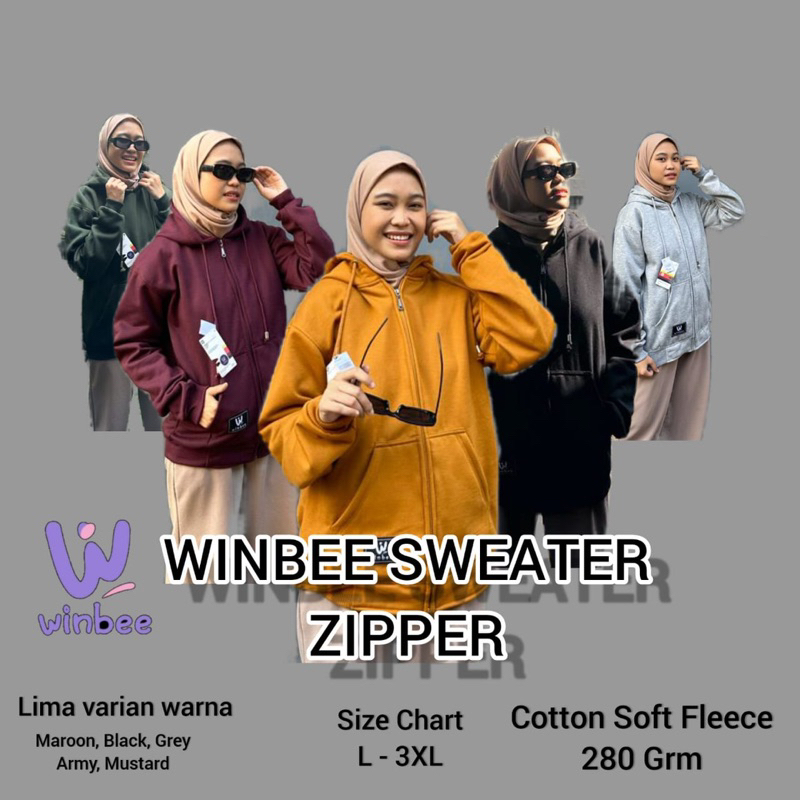 Jual Winbee Sweater Hoodie Zipper Trendy dengan Desain Modern dan Nyaman | Shopee Indonesia