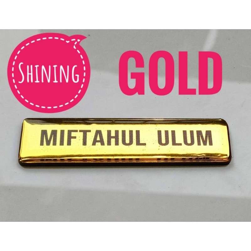Jual Name Tag Papan Nama Warna Gold Emas Mengkilat - Peniti - Magnet # ...