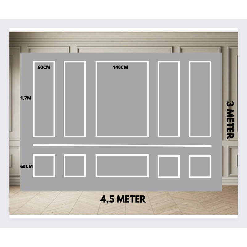 Jual Paket Wall Moulding Kayu Ukuran Dinding 3M X 4,5M Termurah COD ...