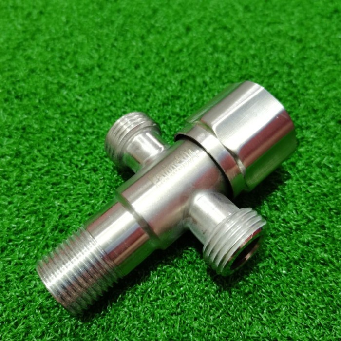 Jual Stop Kran T Cabang 3 Stainless 3042- Keran Shower Tee kloset valve ...