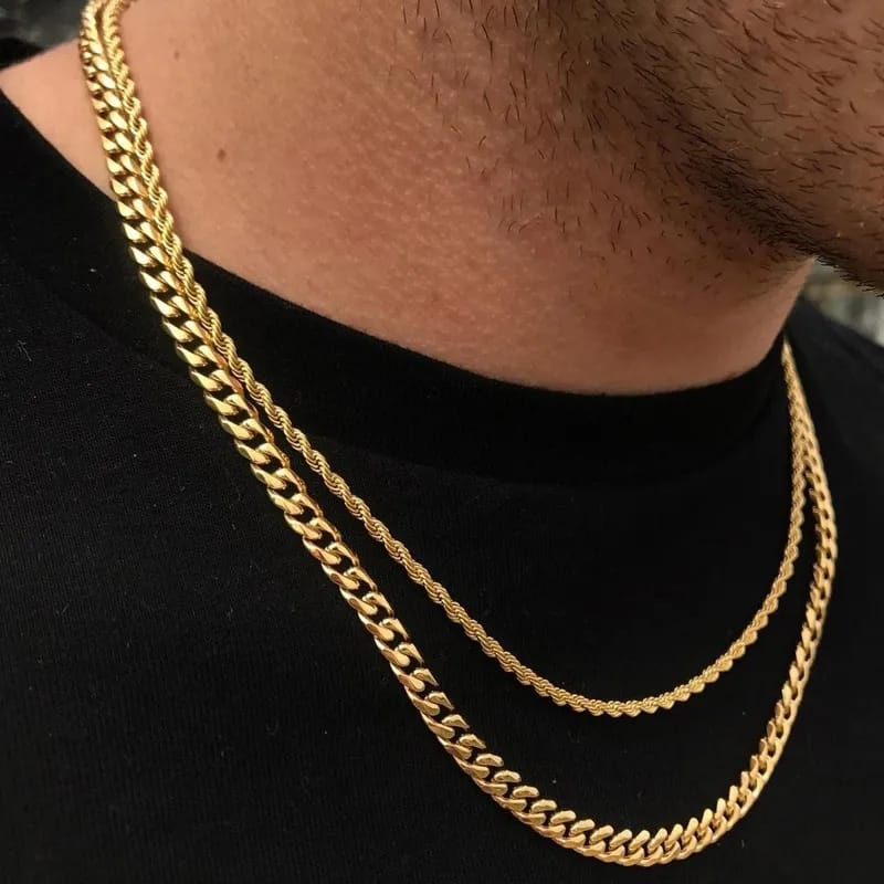 Jual TERBARU KALUNG TITANIUM RANTAI PRIA SILVER, GOLD ANTI KARAT/KALUNG ...