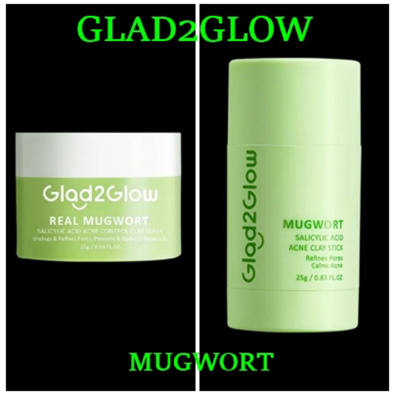 Jual Glad2Glow Real Mugwort Salicylic Acid Acne Control Clay Mask 30g | Shopee Indonesia