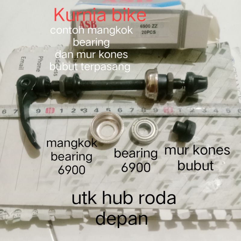 Jual kom mangkoan as / hub roda depan sepeda bearing 6900 dan kones ...