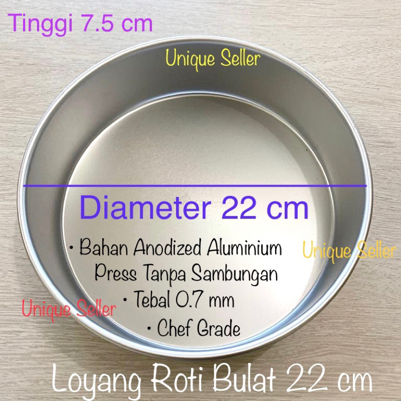 Jual Loyang Kue BULAT Press Tanpa Sambungan 22cm Tinggi 7.5 cm TEBAL ...