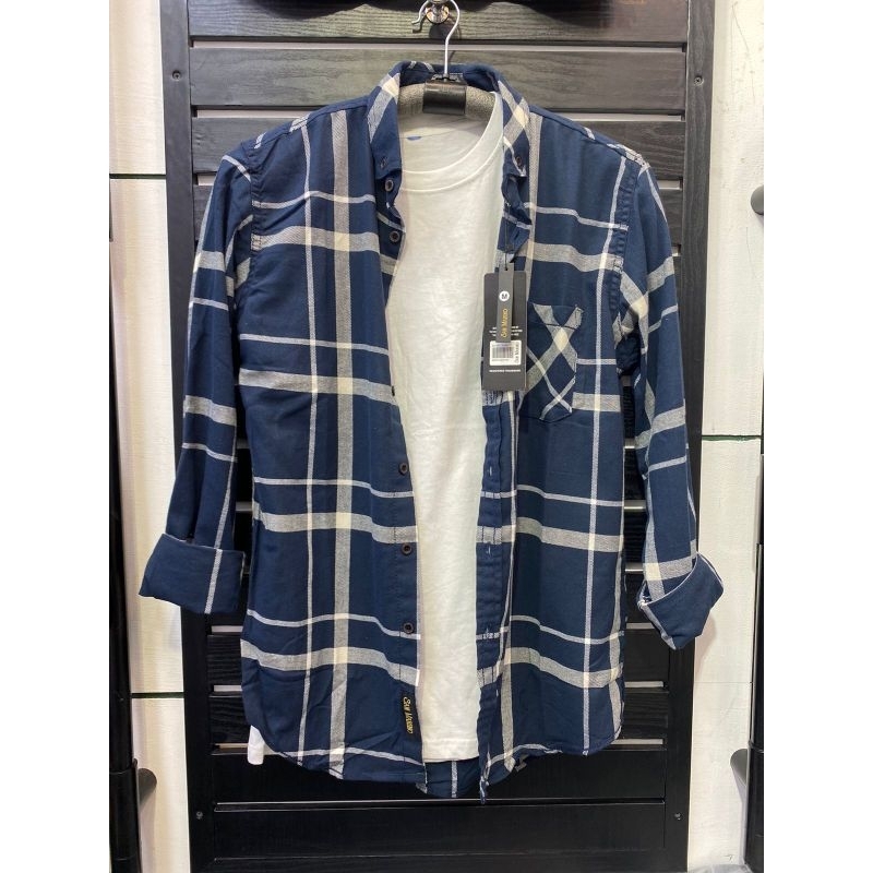 Jual kemeja Flannel pria biru / kemeja simple biru / kemeja Kotak kotak ...