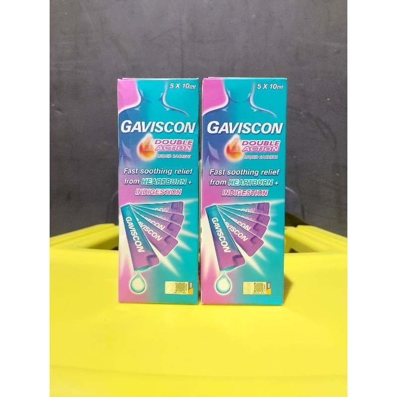 Jual Gaviscon Double Action 5 x 10ml Obat Maag Liquid Sachet -1 Box isi ...